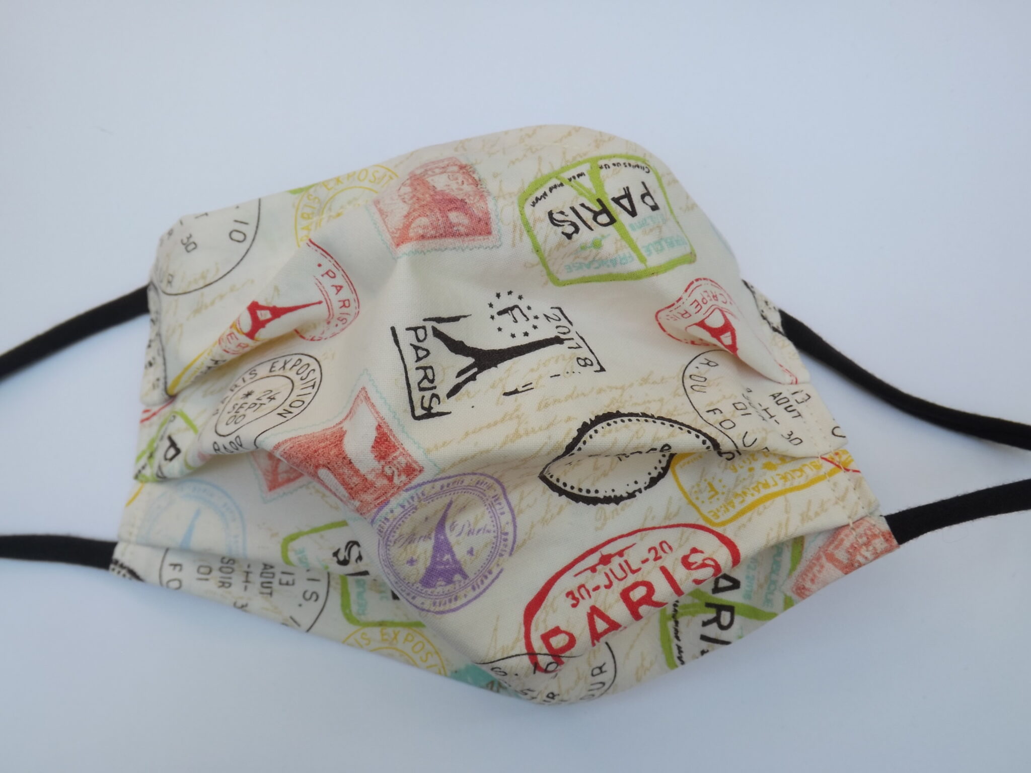 Mask – Paris Passport Stamps – Beige – Piedmont Masks